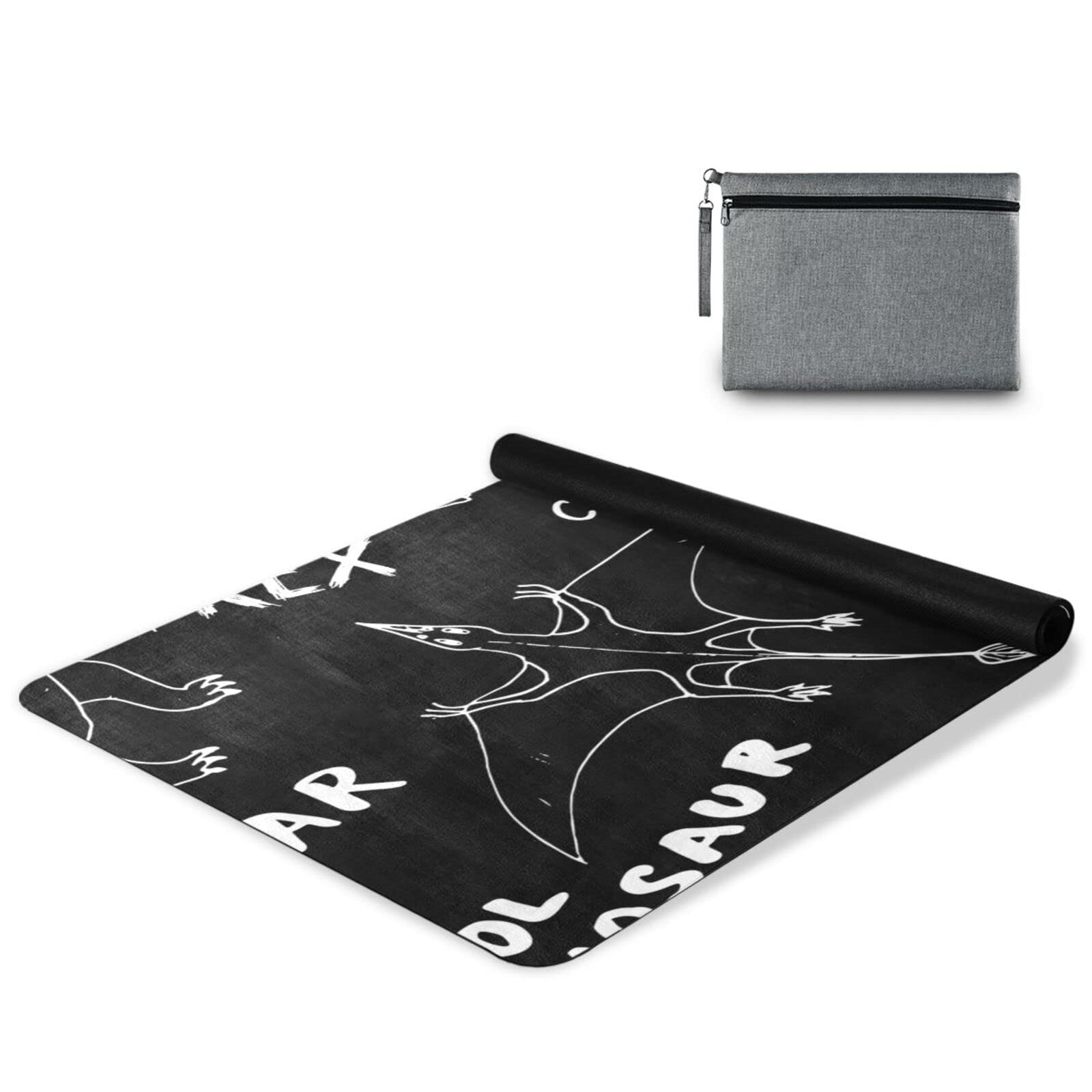 senya Hand Drawn Dinosaurs Yoga Mat Cover, Non Slip Exercise Mat Cover High Performance Grip, Coming with Carry Bag(228vb9c)