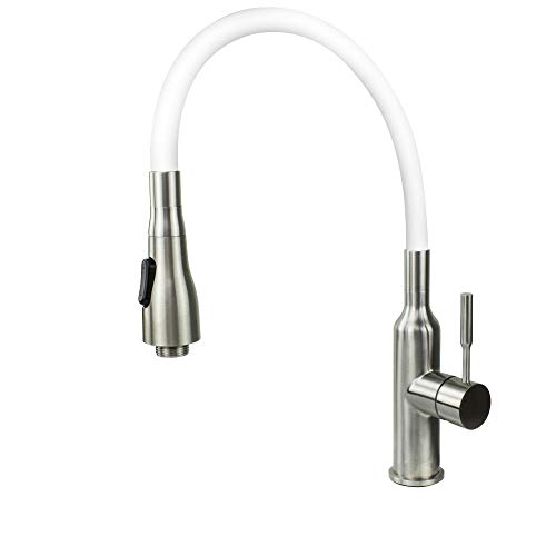 Transolid TCAB-2420-WS 24-in Laundry Cabinet Sink, Stainless Steel High Arc Faucet, and Basket, White