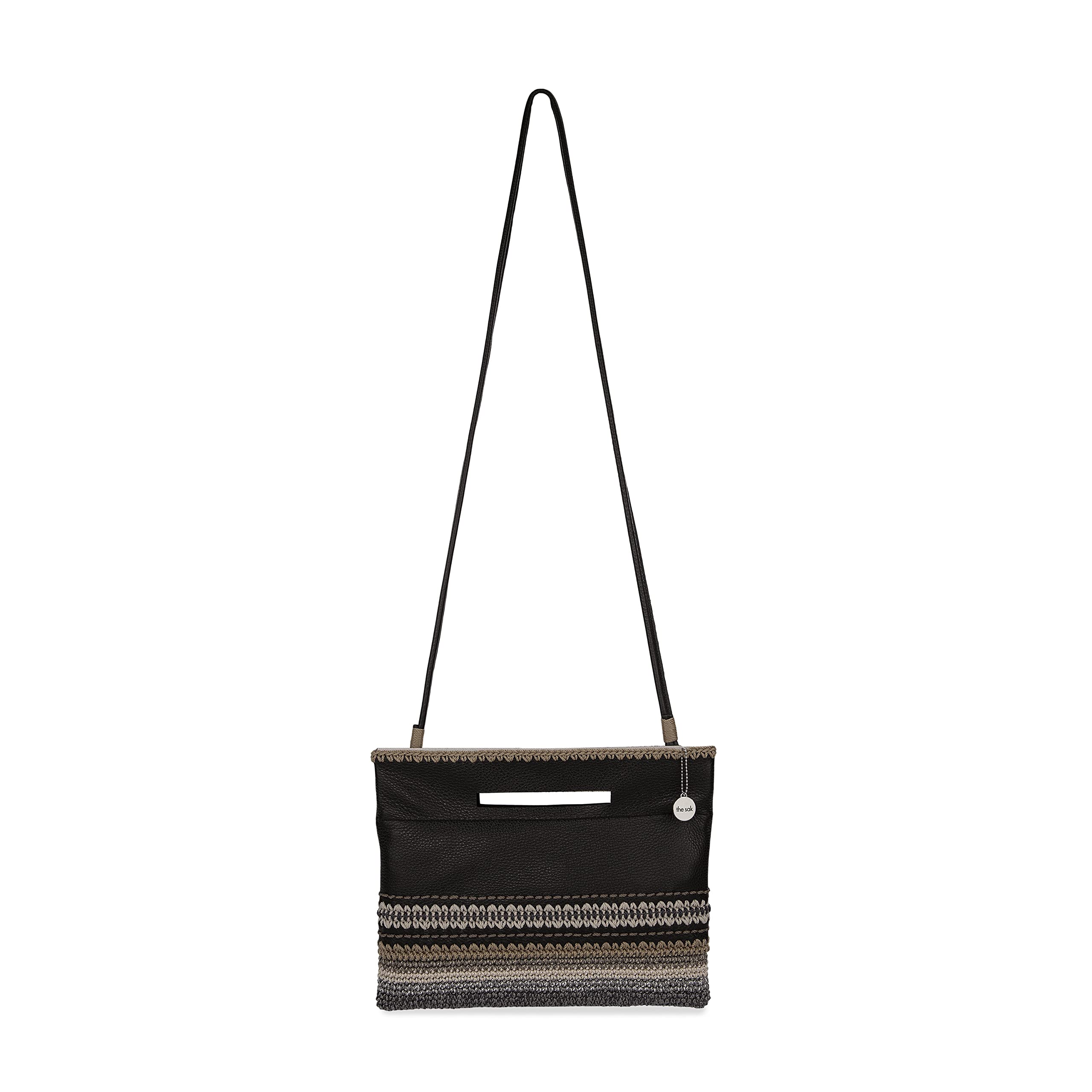 The Sak Linden 3-in-1 Convertible Crossbody Bag in Crochet, Adjustable Multi Use Strap, Black Seminyak