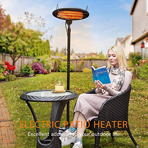 VIVOHOME 1500W Outdoor Electric Heater, 3 Modes Fast Heating, 6.1' to 7.2' Adjustable Height for Patio, Courtyard, Garage Up to 106-141 ft³