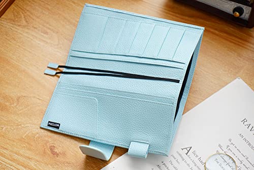 Moterm Leather Cover for Hobonichi Weeks - Fits Hobonichi Weeks/Weeks Mega, with Back Pocket (Pebbled pattern-Light Blue)