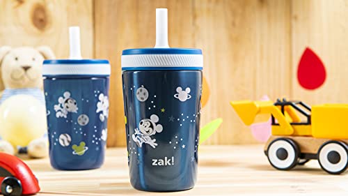 Zak Designs Disney Mickey Mouse Kelso Tumbler Set, Leak-Proof Screw-On Lid with Straw, Bundle for Kids Includes Plastic and Stainless Steel Cups with Bonus Sipper (3pc Set, Non-BPA)15 fl oz.