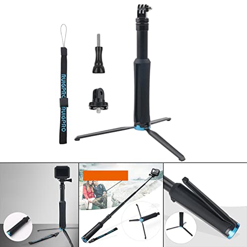 Ronyme Portable Selfie Stick Tripod Stand Extension Pole for Action Cameras - with Long Screw