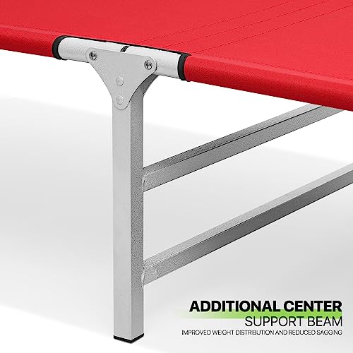 Magshion Portable Military Fold Up Camping Bed Cot with Storage Bag, Red, 37 x 26 x 5 inches (VE-COT-RD-D)