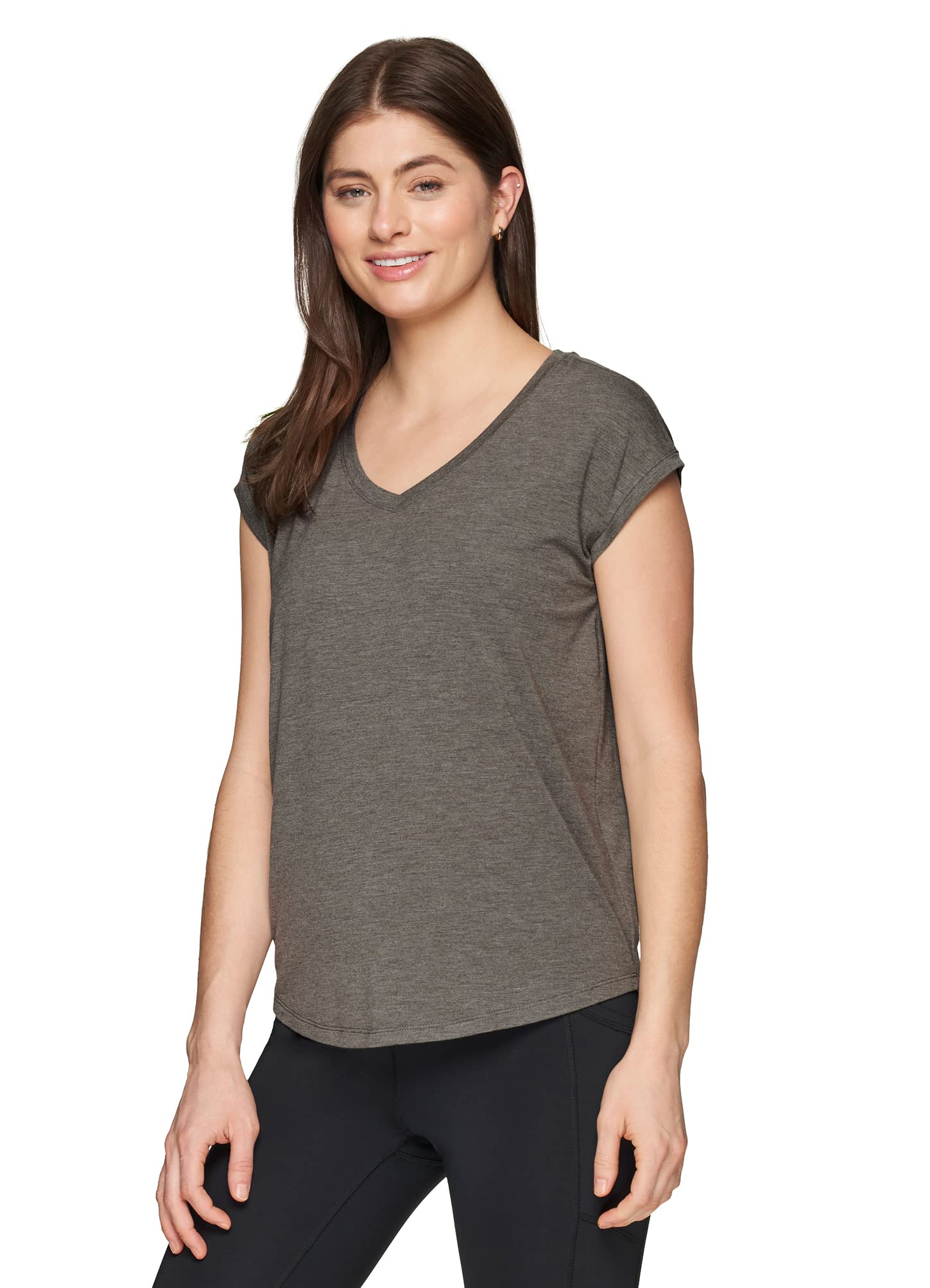 RBX Women's Fashion Workout Breathable V-Neck Soft Jersey Gym Yoga Tee S22 Olive XXL