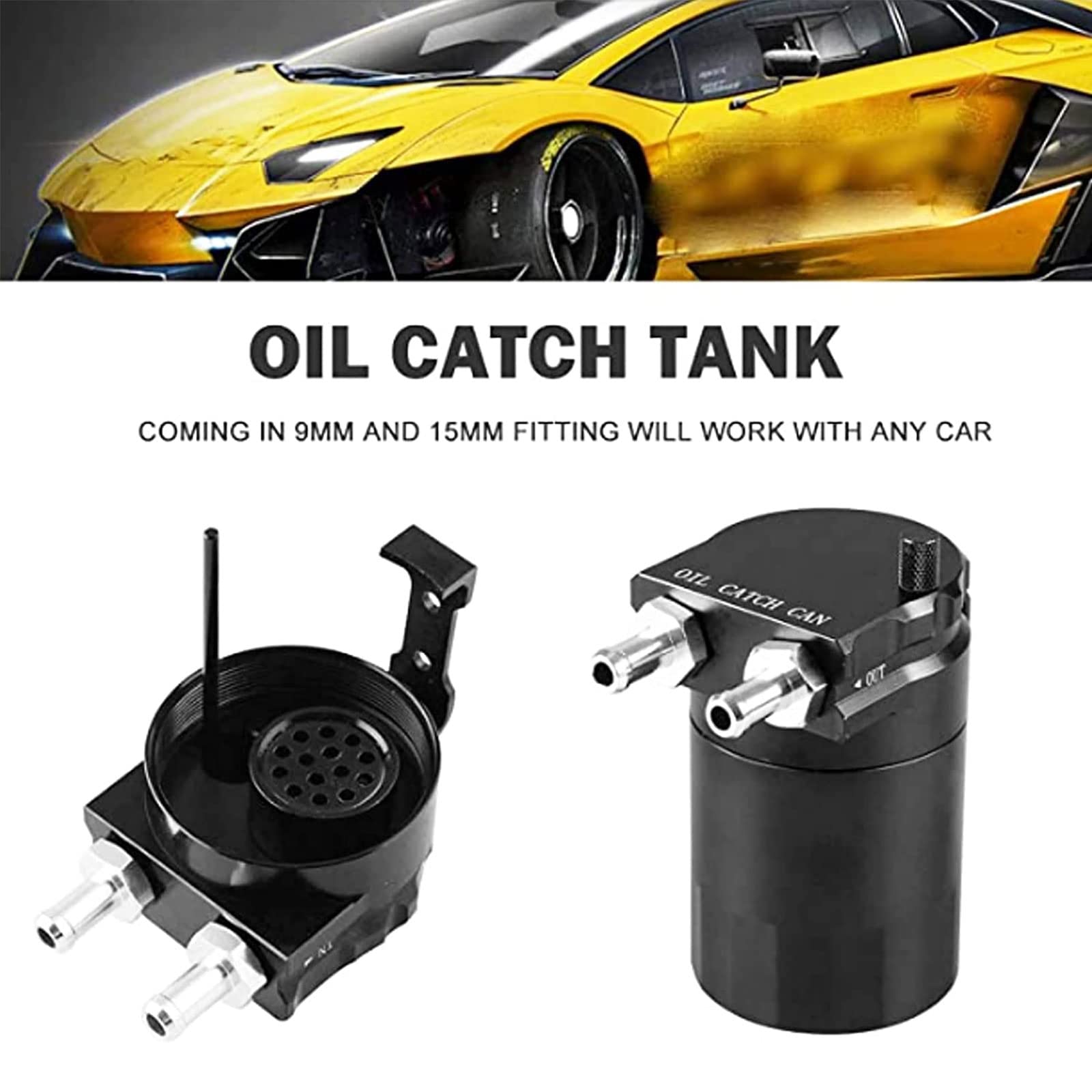 Ryanstar Oil Catch Can Kit Oil Separator Reservoir Tank Baffled Compatible with Ford F150 2.7EB 3.5EB 5.0L Passenger Side 2011-2021,Raptor 3.5L Ecoboost 2017-2021, Expedition 3.5L EcoBoost 2018-2021