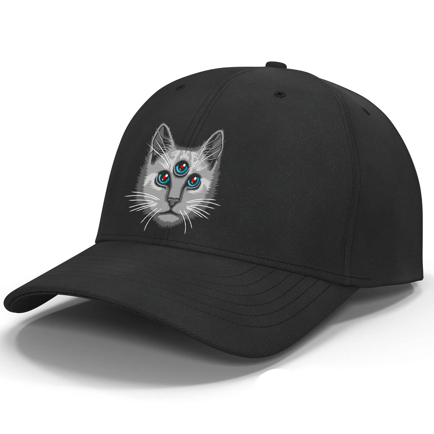 SHITOUPU Cat Three Eyed Baseball Cap, Retro Cotton Dad Hat,Adjustable Trucker Cap