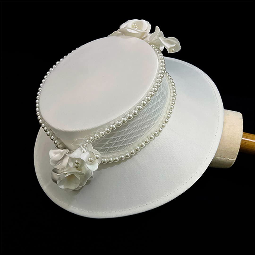Satin Bridal Hat Cocktail Wedding Party Headwear Tiara Formal Flower Pearl Hair Accessories One Size