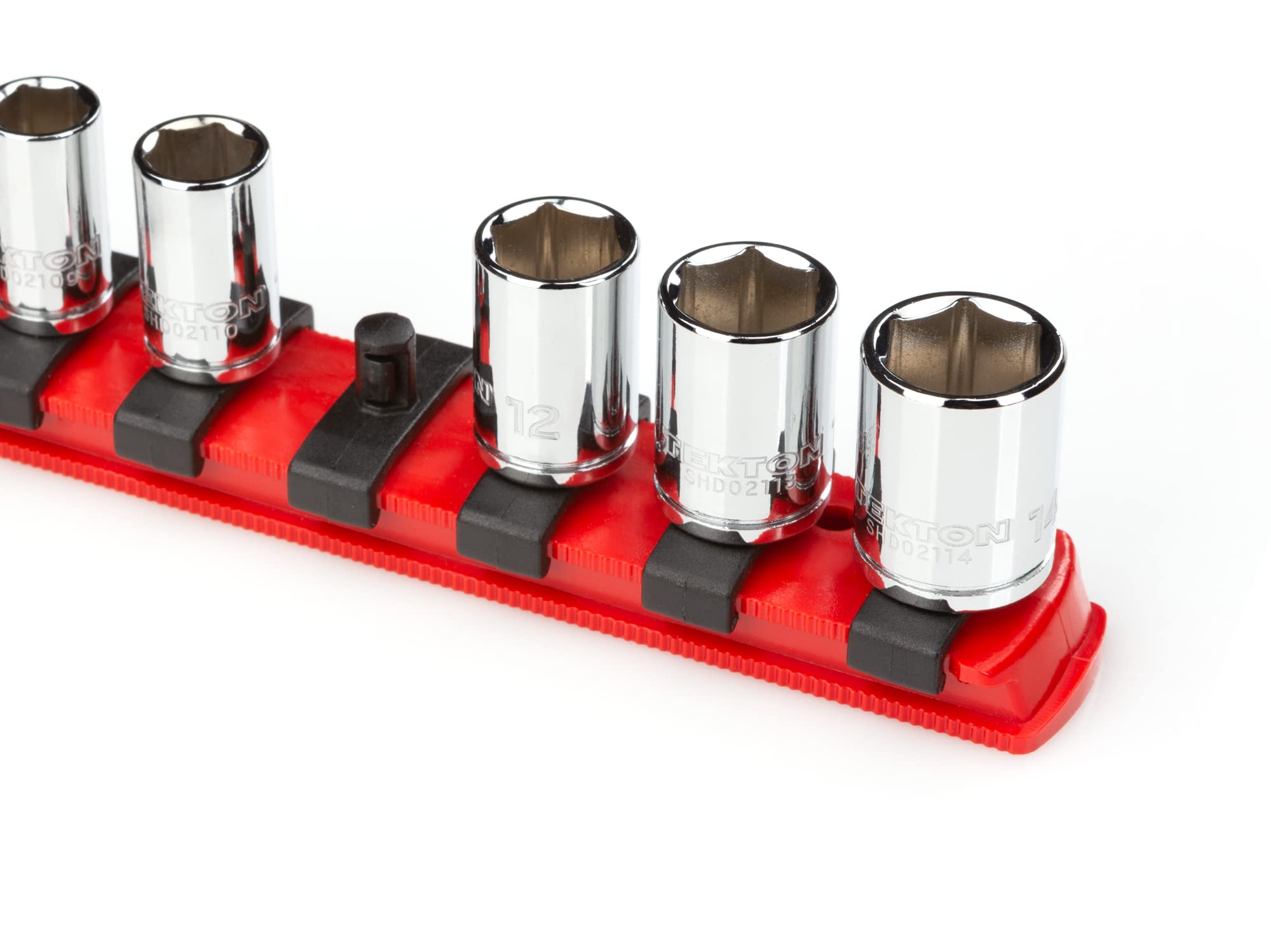 TEKTON 1/4 Inch Drive x 8 Inch Socket Rail, 13 Clips (Red) | OSR01113