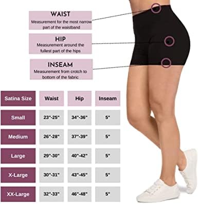 SATINA Womens Biker Yoga Shorts - High Waist with Pockets for Regular & Plus Size Women, 8-Inch, Black, Large