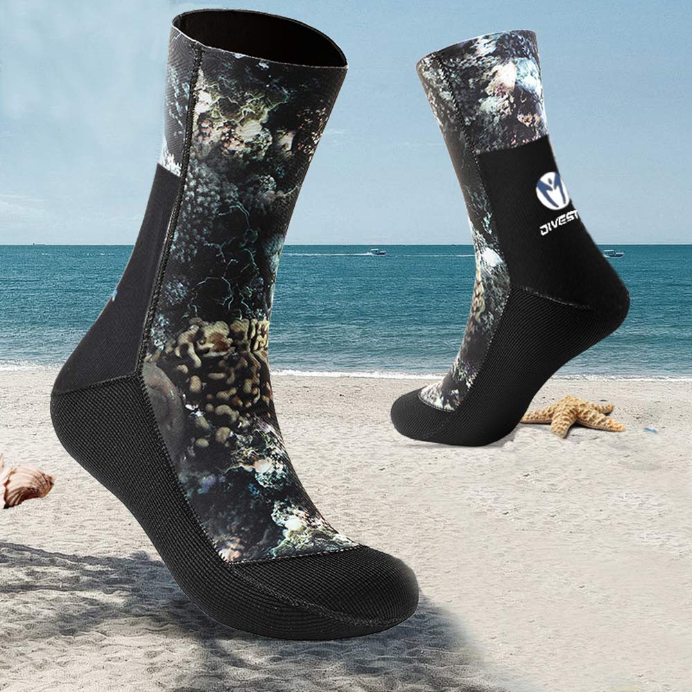 Neoprene Water Fin Sock Diving Wetsuits Sock 3MM for Women Men, Thermal Beach Sock Anti Slip Flexible for Snorkeling