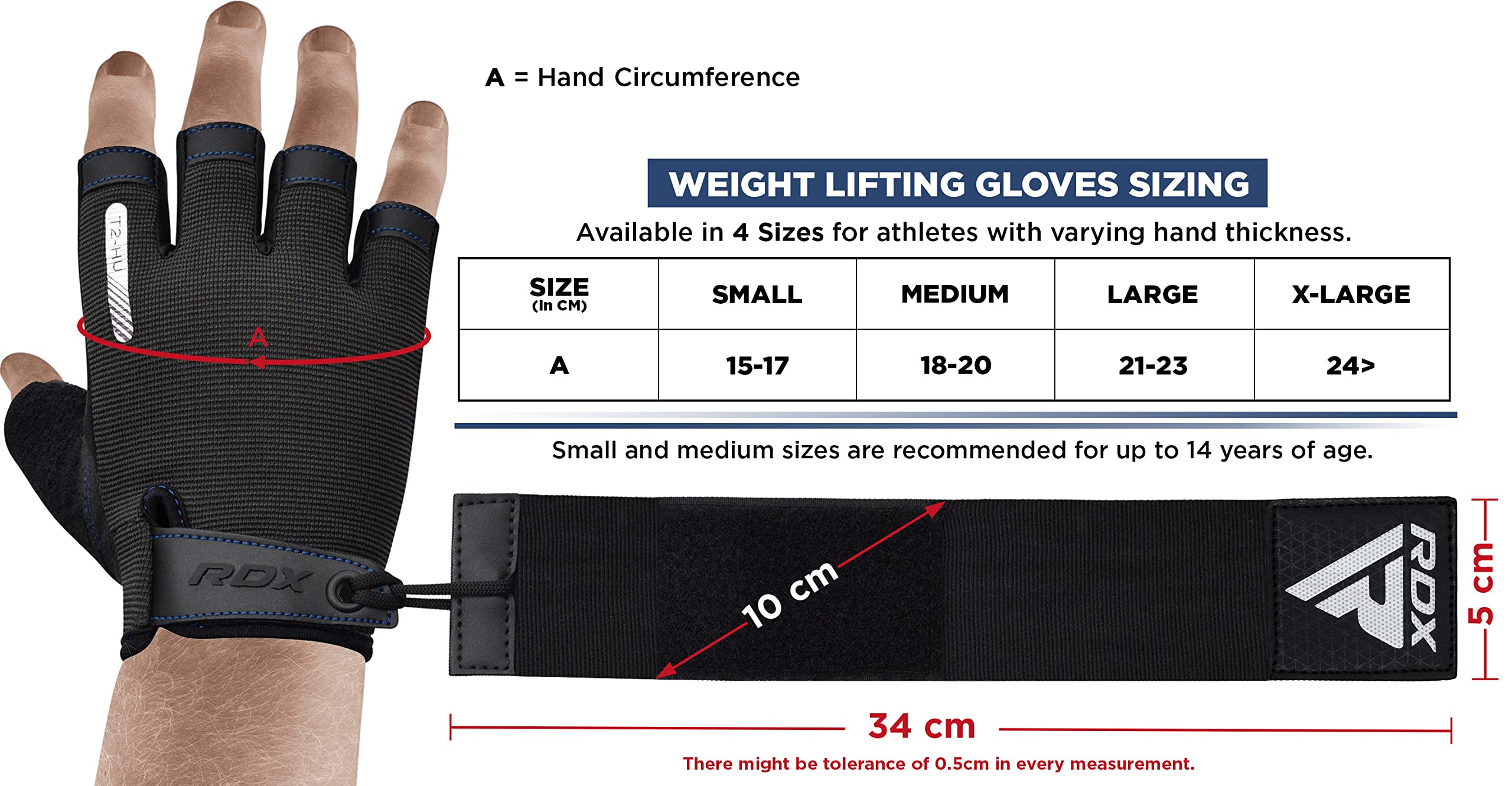 RDX Weight Lifting Gloves, Additional Stretchable Long Wrist Support, Full Palm Grip, Men Women Fitness HIIT Workout, Bodybuilding Powerlifting Strength Training Cycling Exercise Home Gym Equipment