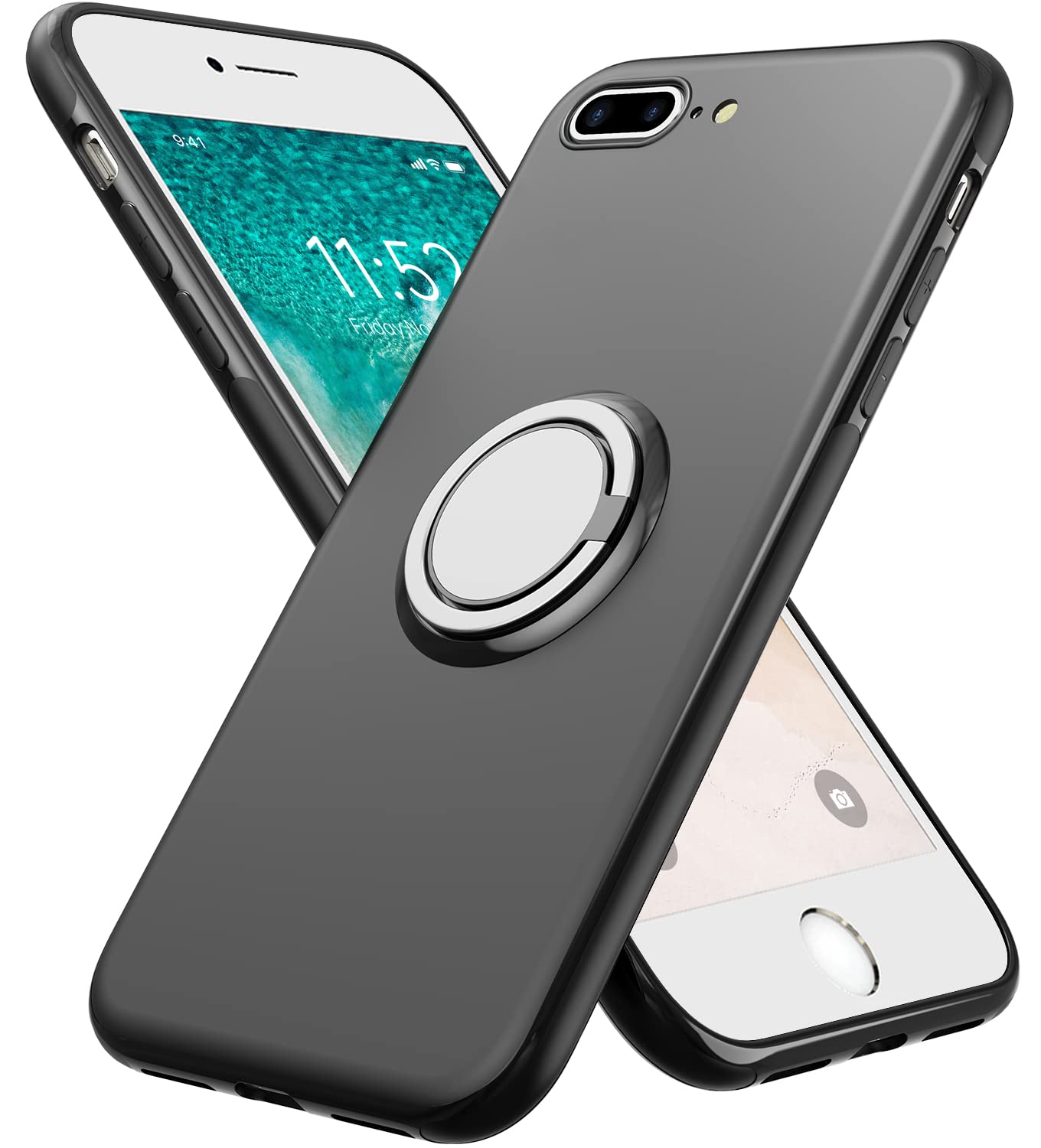 Magnetic Case for iPhone Xs/X, Anti Peep Magnetic Adsorption Double-Sided Privacy Screen Protector Clear Back Metal Bumper Antipeep Cases Anti Peeping 2 Sided Cover for iPhone 7 Plus Black