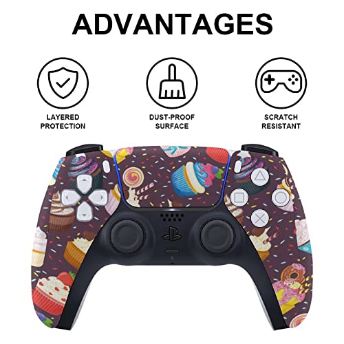 Sweet Cupcake Full Protective Skin Cover Design Wrap Decal Sticker Compatible with PS5 Digital Edition Console and Controller