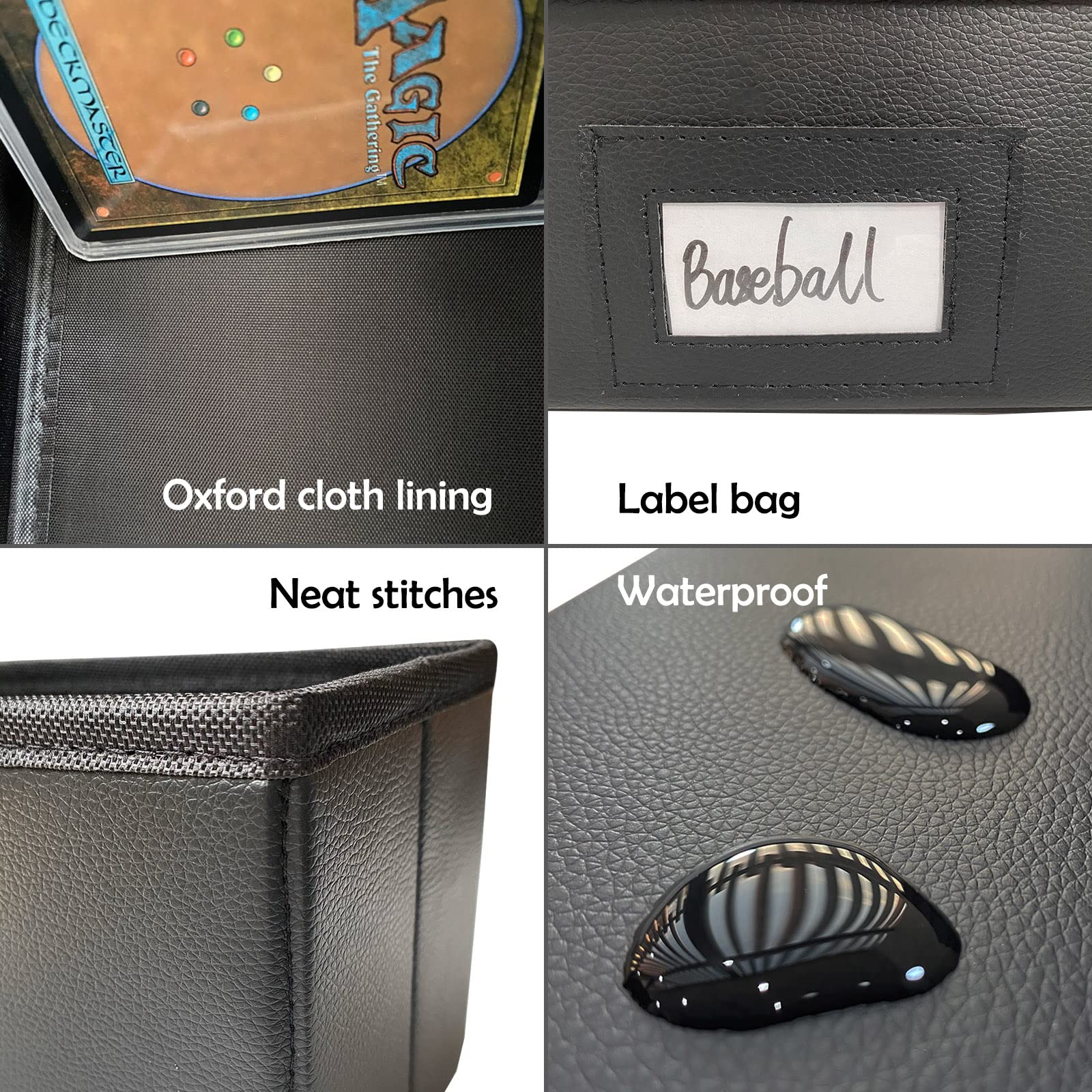 tutata Leather Trading Card Storage Box Toploader Storage Box, Baseball Card Storage Box Card Organizer for MTG TCG CCG LCG Cards and Toploaders and Sleeves - Set of 2