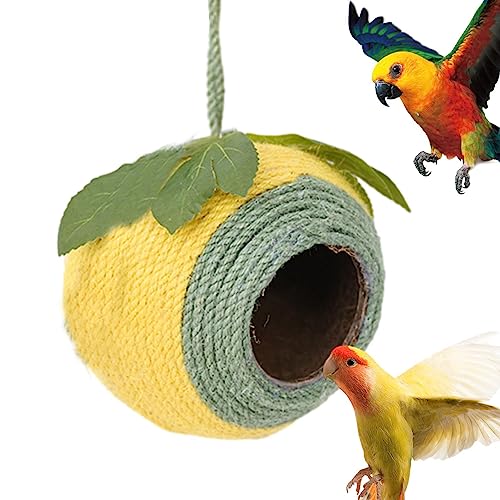 LIETEX Coconut Shell for Parrot | Coconut House for Birds | Portable Hamster Hanging House, Cave Breeding Parakeets Natural Coconut for Parrots, Conures, Sparrows, Cockatiels