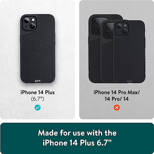 Mous MagSafe Suction Mount and iPhone 14 Plus Case Black Leather Limitless 5.0