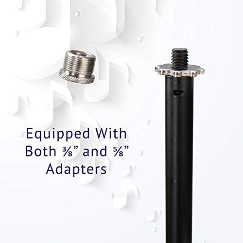 LyxPro Microphone Stand Boom Arm Tilting Rotating Floor Podium Stage or Studio Strong Durable And Foldable Height 38.5"- 66" Extends Arm to 29 3/8" Comes With 3/8" and 5/8" mount Adapter