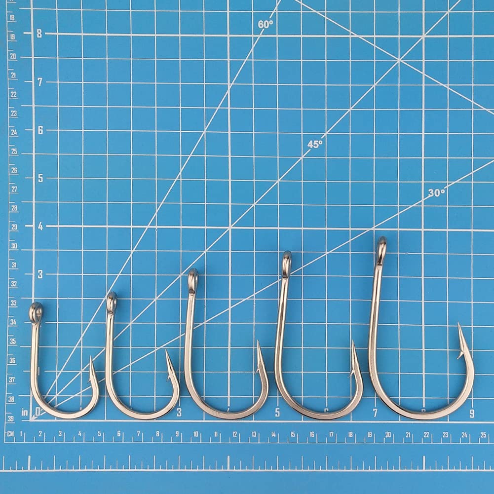 OCEAN CAT Marlin Trolling Hook Stainless Steel Barbed Offset Point Octopus Circle Fishing Hooks Fishing Tackle for Saltwater Big Game Fishing (9/0)