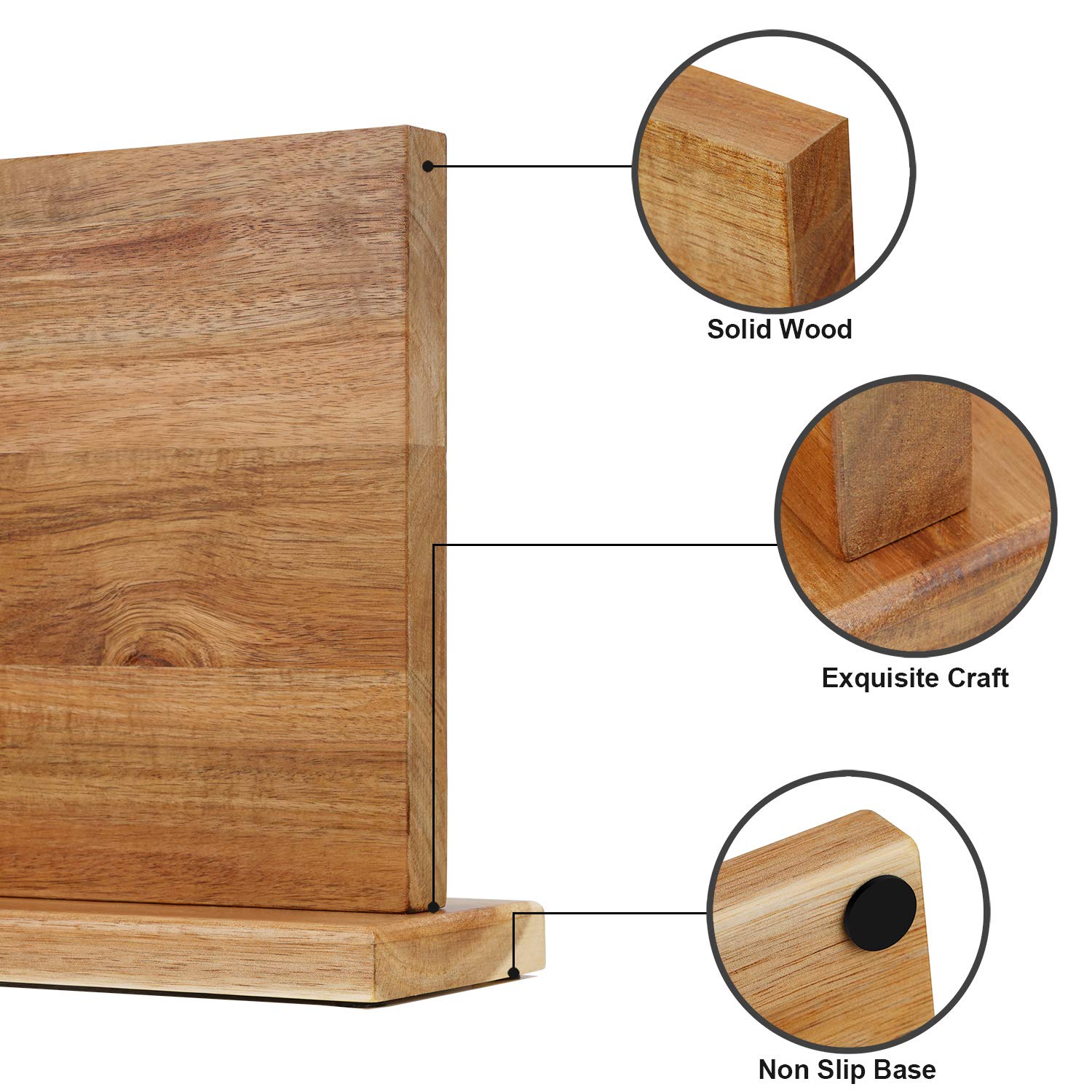 Magnetic Knife Holder Kitchen Universal Knife Block Without Knives Wood Knife Stand Organizer with Double Side Storage