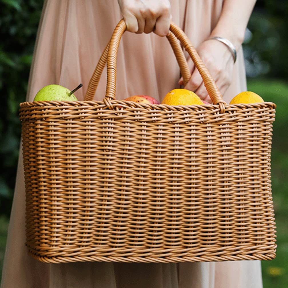 NOLITOY 1pc Woven Basket Market Personalized Easter Basket Boho Style Basket Handbag Woven Storage Basket Handmade Wicker Planter Plant Kits for Kids Wine With Cover Toiletries Boy Plastic