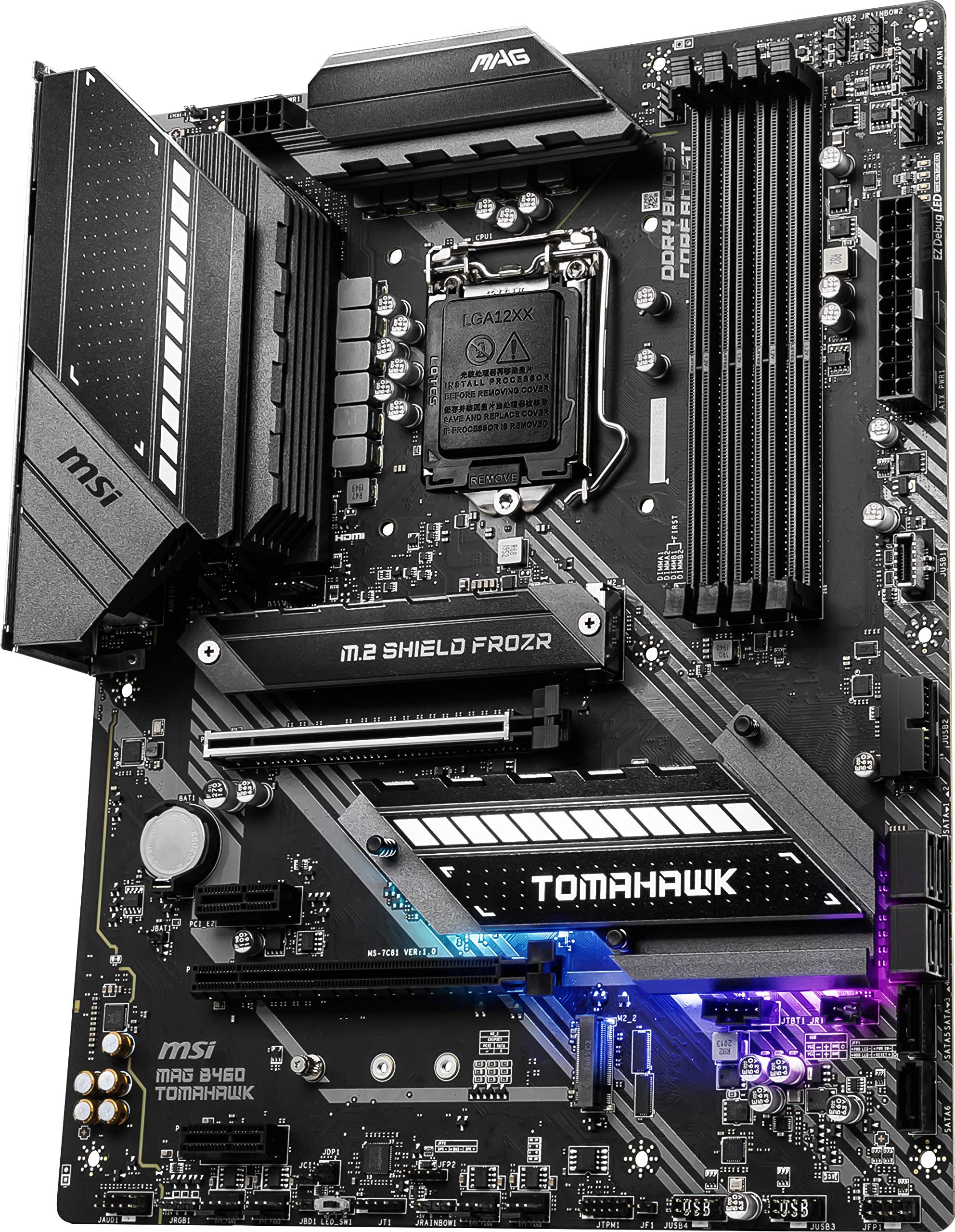 MSI MAG B460 Tomahawk Gaming Motherboard (ATX, 10th Gen Intel Core, LGA 1200 Socket, DDR4, CFX, Dual M.2 Slots, USB 3.2 Gen 2, 2.5G LAN, DP/HDMI, Mystic Light RGB)