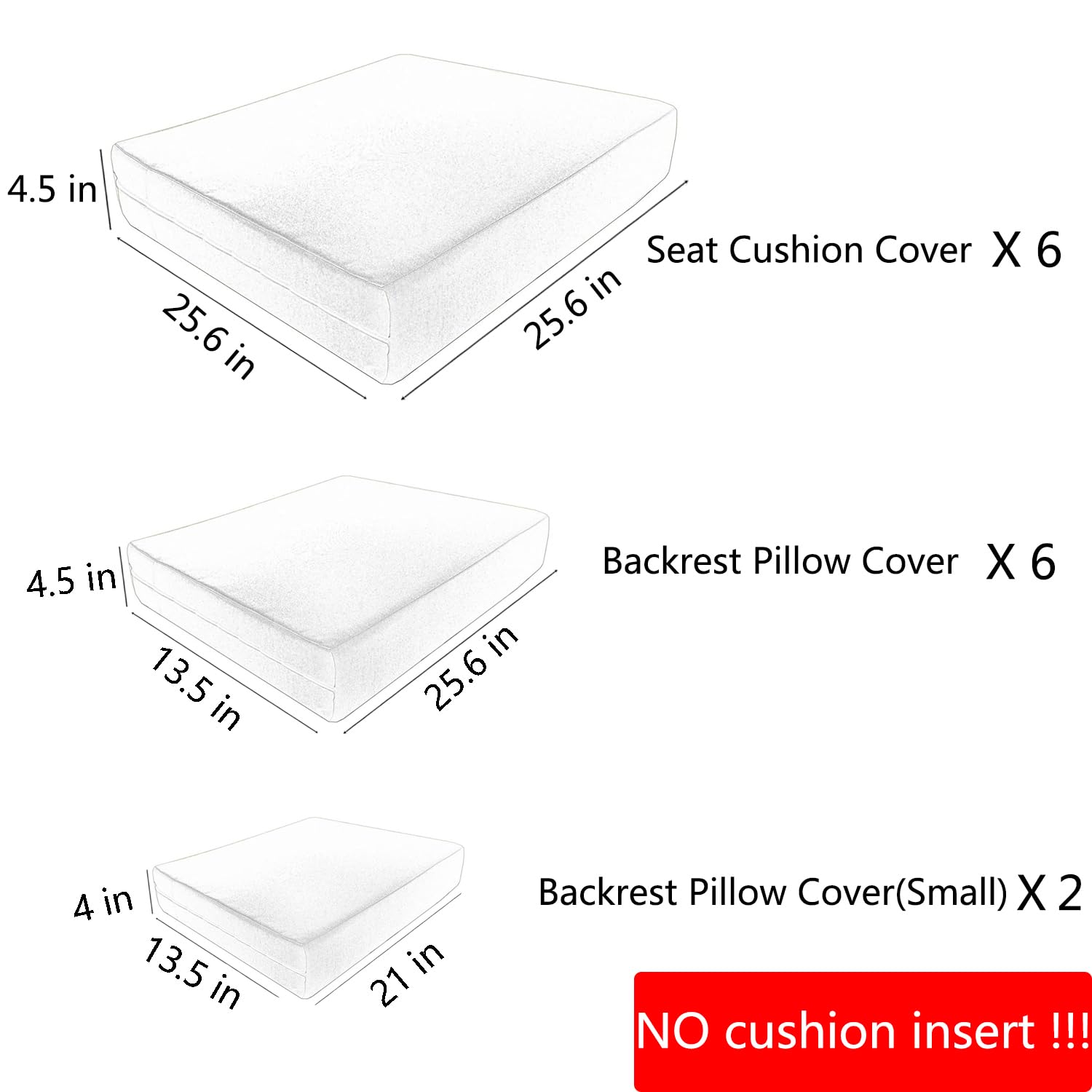 TECOSARA Patio Cushion Covers Set for 7 Pcs Sectional Rattan Sofa , Outdoor Cushion Covers for Seat and Back, Water Repellent Outside Cushion Covers Replacement