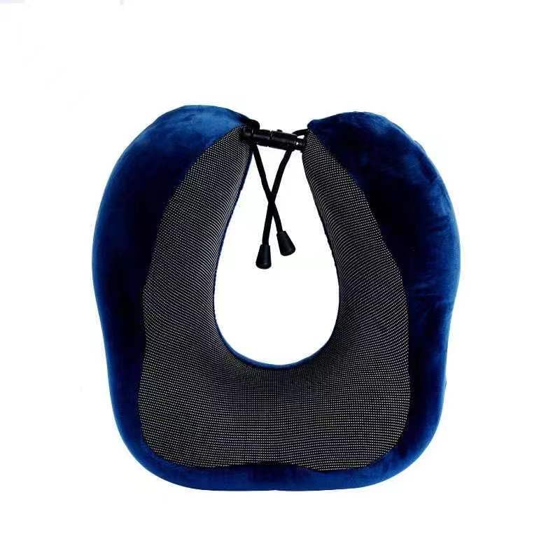 Makimoo Memory Foam Travel Pillow, Neck Pillow with 360-Degree Head Support, Comfortable and Lightweight, Ideal for Sleeping on Airplane, Car, Train, Bus and Home Use, Comes with Storage Bag (Blue)