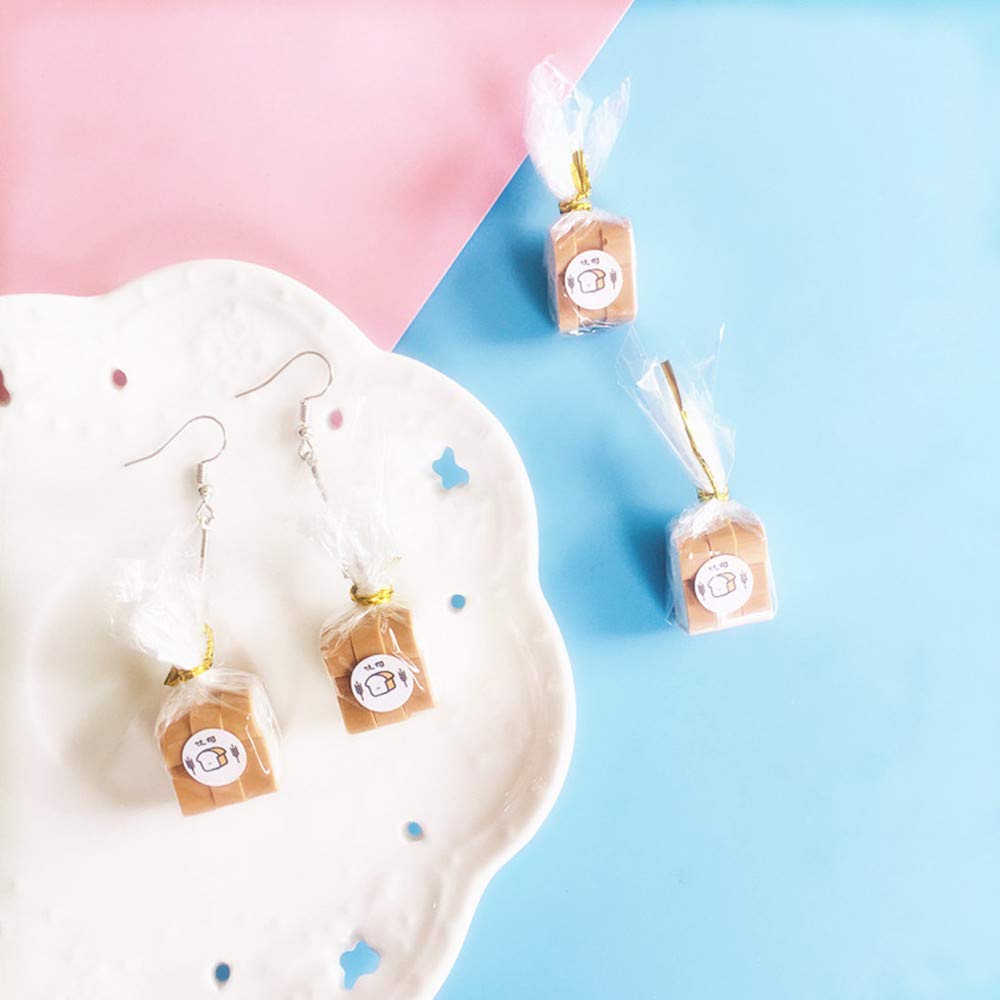 Mountainer Creative Handmade Mini Simulation Food Toast Dangle Earrings for Women Cute Bread Drop Earrings Funny Jewelry Gift