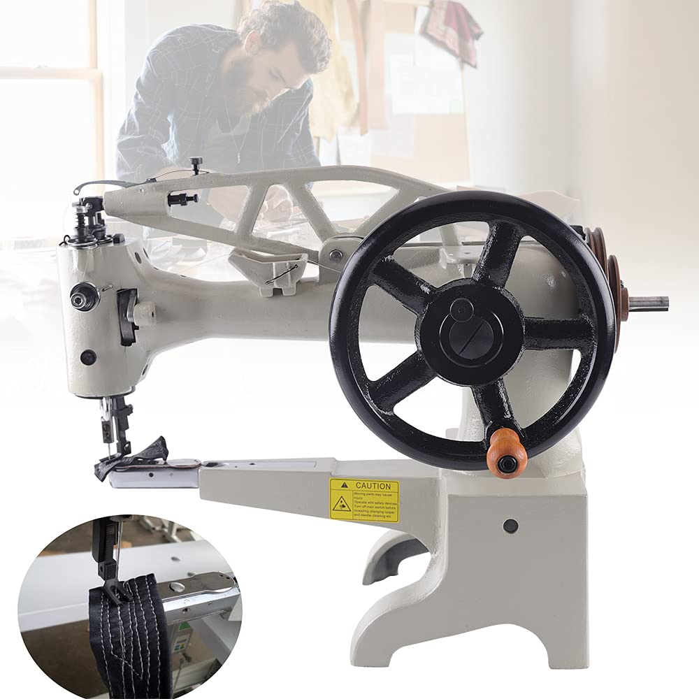 Leather Sewing Machine,DIY Manual Sewing Machine Heavy Duty Leather Commercial Sewing Machine,Cast Iron Sewing Machine for Sewing Thick Materials 16.93x7.87x16.93inch White