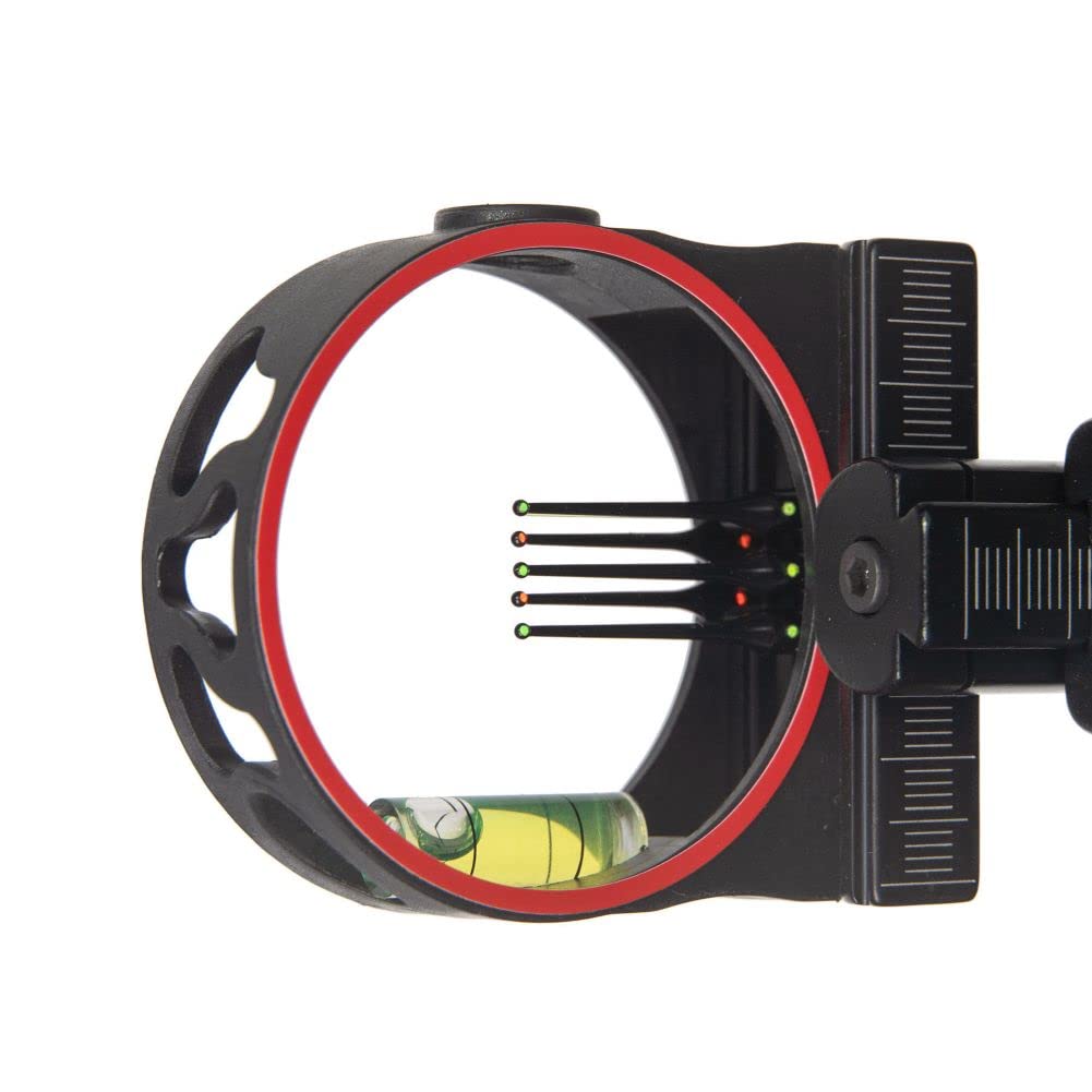 Octane Stryker Lightweight Compact Accurate Ultra-Bright 5-Pin Bow Sight with Hi-Vis Level for Archery, Hunting, Shooting