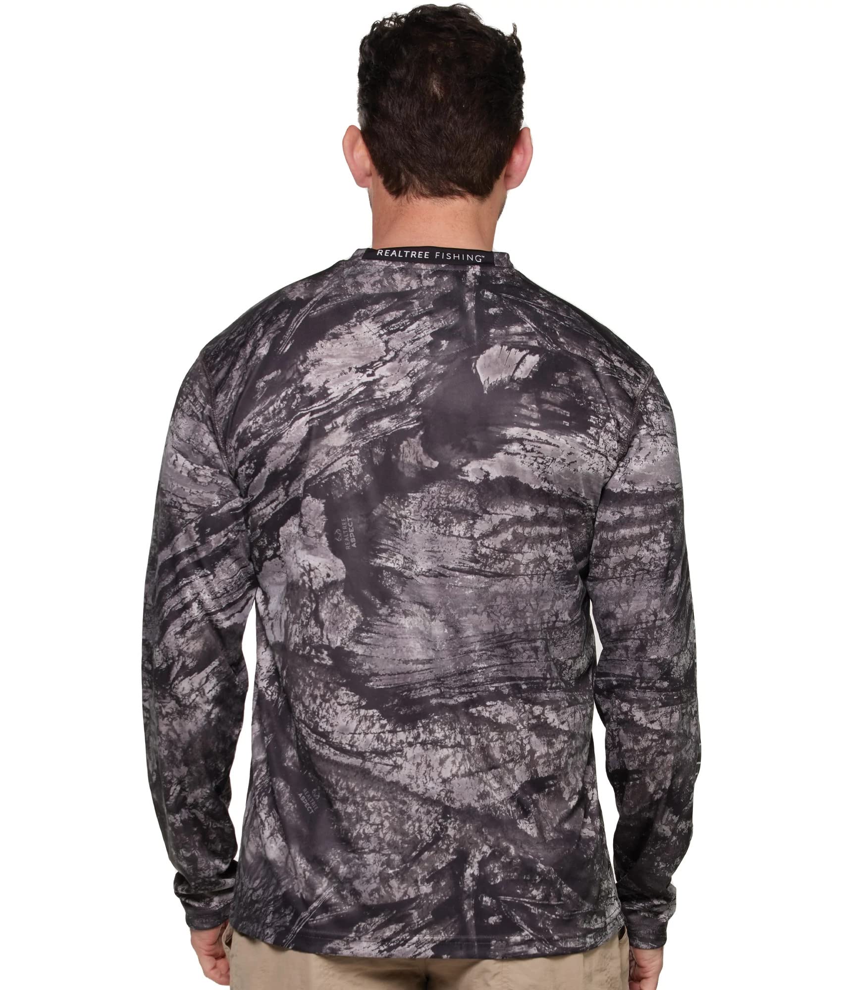 Realtree Men's Performance Fishing Long Sleeve Shirt (Wav3 Light Blue, X-Large)