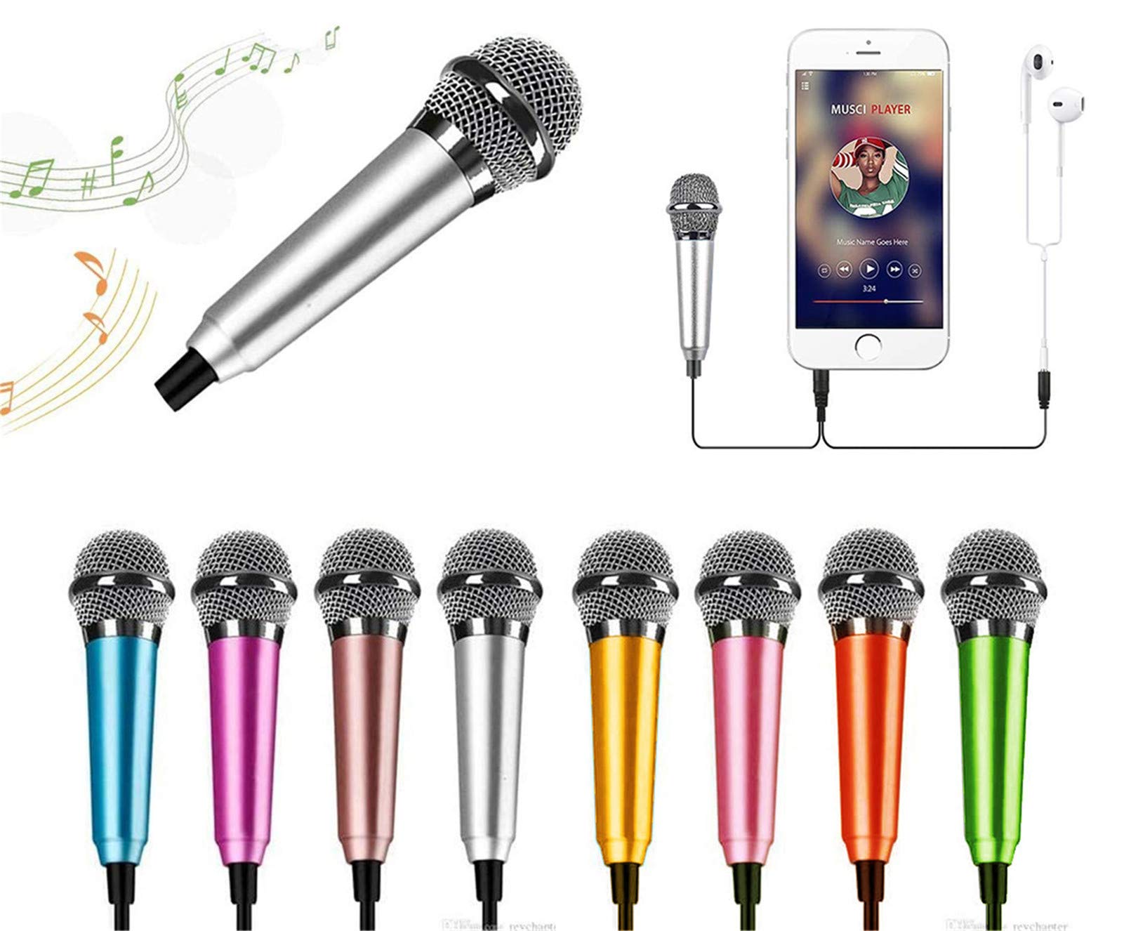 Mini Portable Vocal Microphone for Mobile Phone, Computer, Tablet, Recording Chat and Singing(Silver)