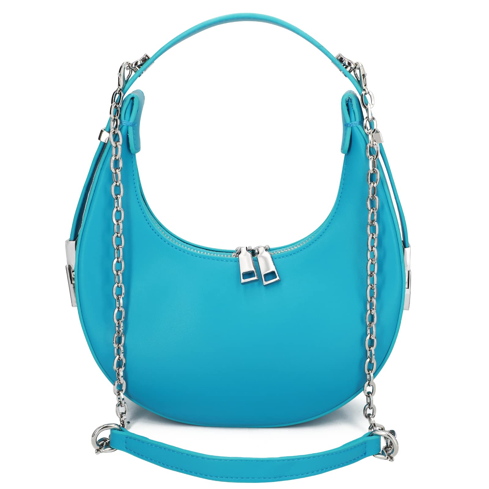 Shoulder Bags Handbag for Women, Crossbody Bag Detachable Shoulder Strap Soft PU Leather Zipper Closure - Sky Blue