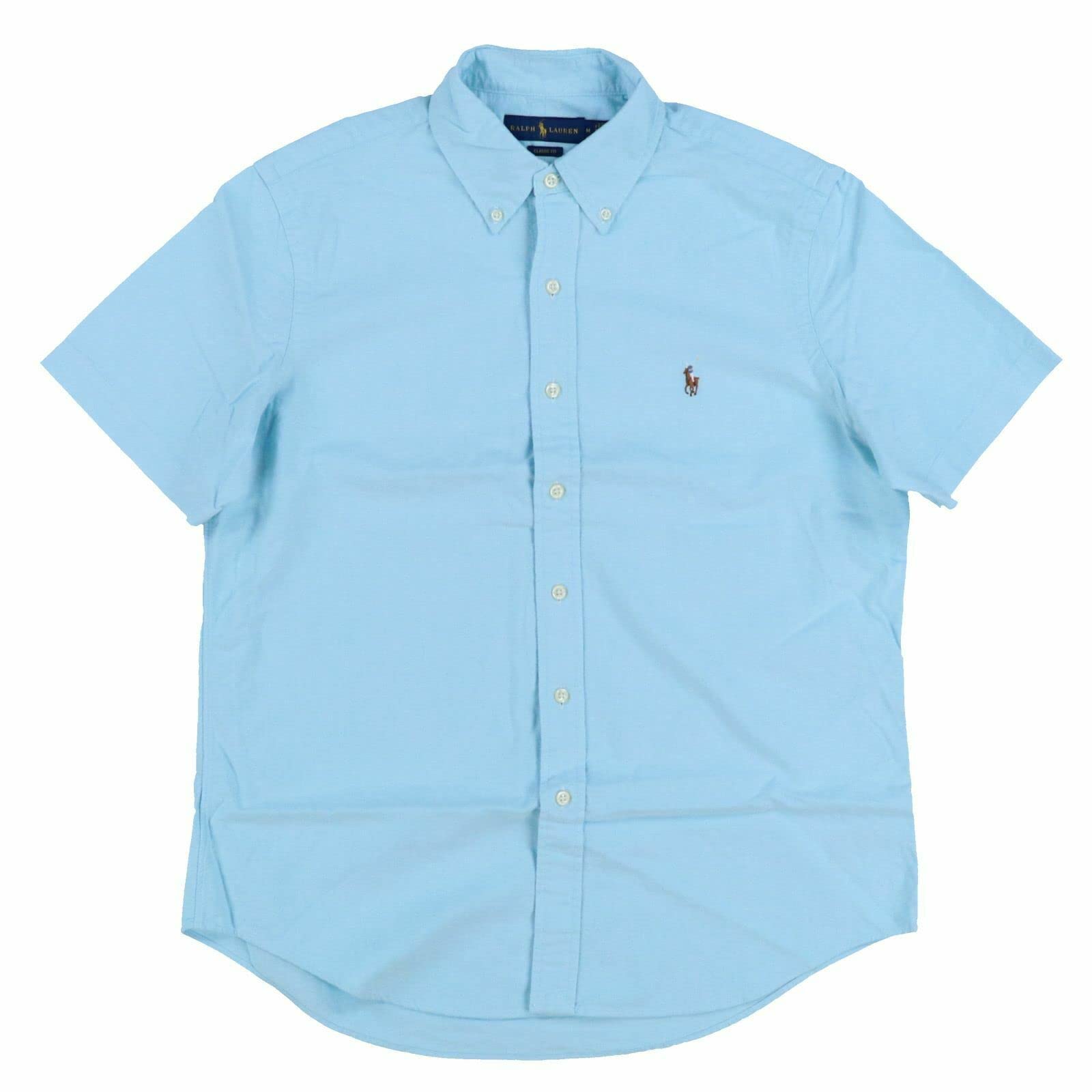 POLO RALPH LAUREN Mens Short Sleeve Oxford Shirt (Agean Blue, M)