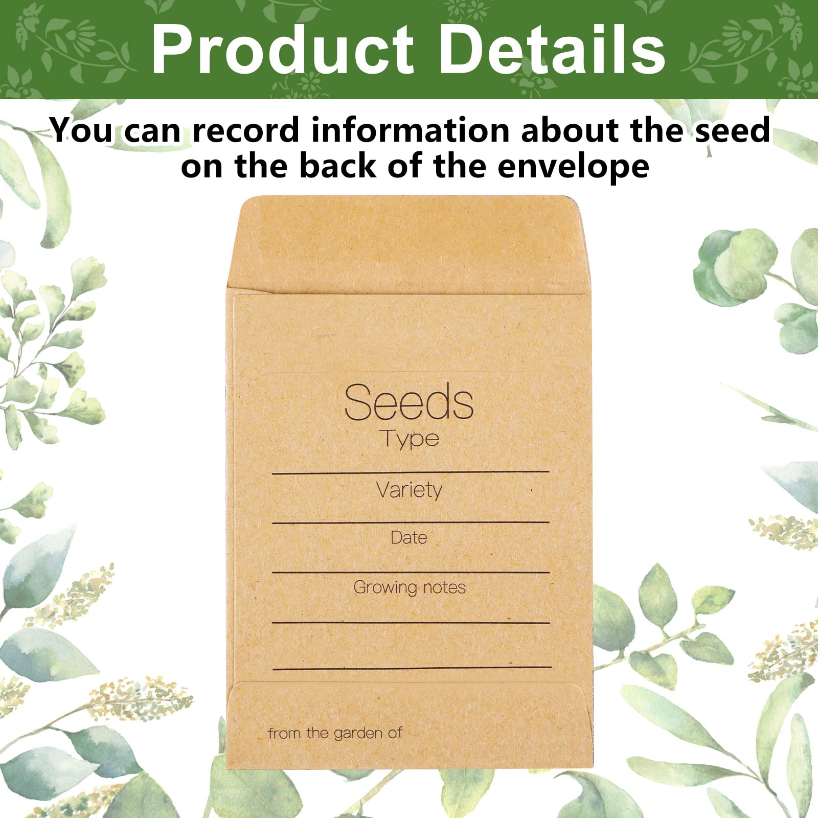 Teling 100 Pcs Let Love Grow Packets Unfilled Kraft Wedding Favors Packets Self Adhesive Rustic Seed Envelopes Small Storage Packets Retro Party Favors for Guests (Fresh Style)