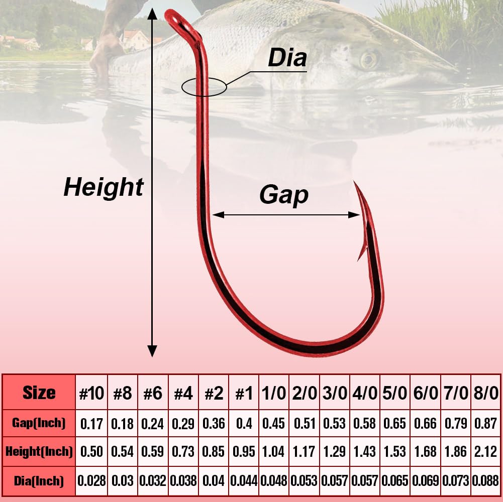 Octopus-Hook-Fishing-Beak-Circle-Hooks-Freshwater-Red-Black-100-50 Pack (1-Red, 7/0 50-Pack)