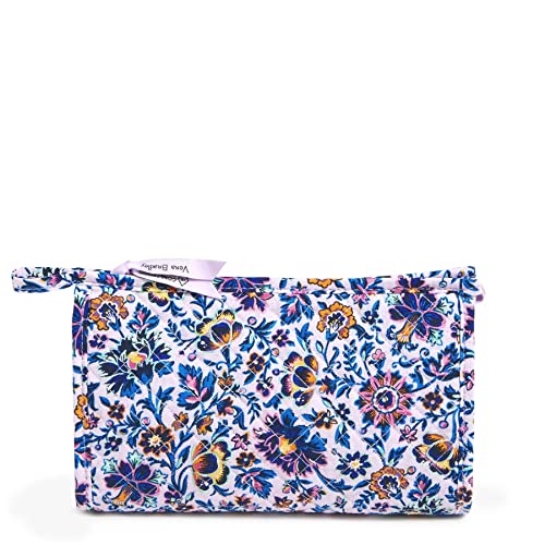 Vera Bradley Women's Cotton Trapeze Cosmetic Makeup Organizer Bag, Cloud Vine Multi - Recycled Cotton, One Size