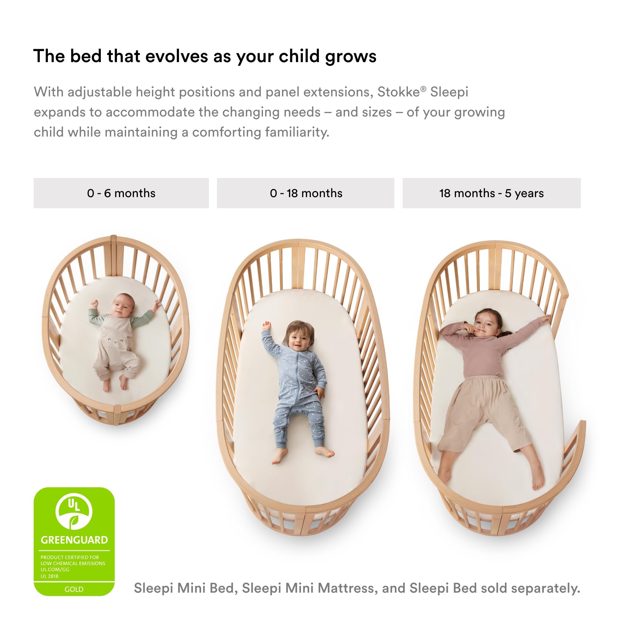 Stokke Sleepi Mattress, White - Four Layers of Breathable 3D Mesh for Safe Sleep - Offers Comfort & Support for Children - Washable