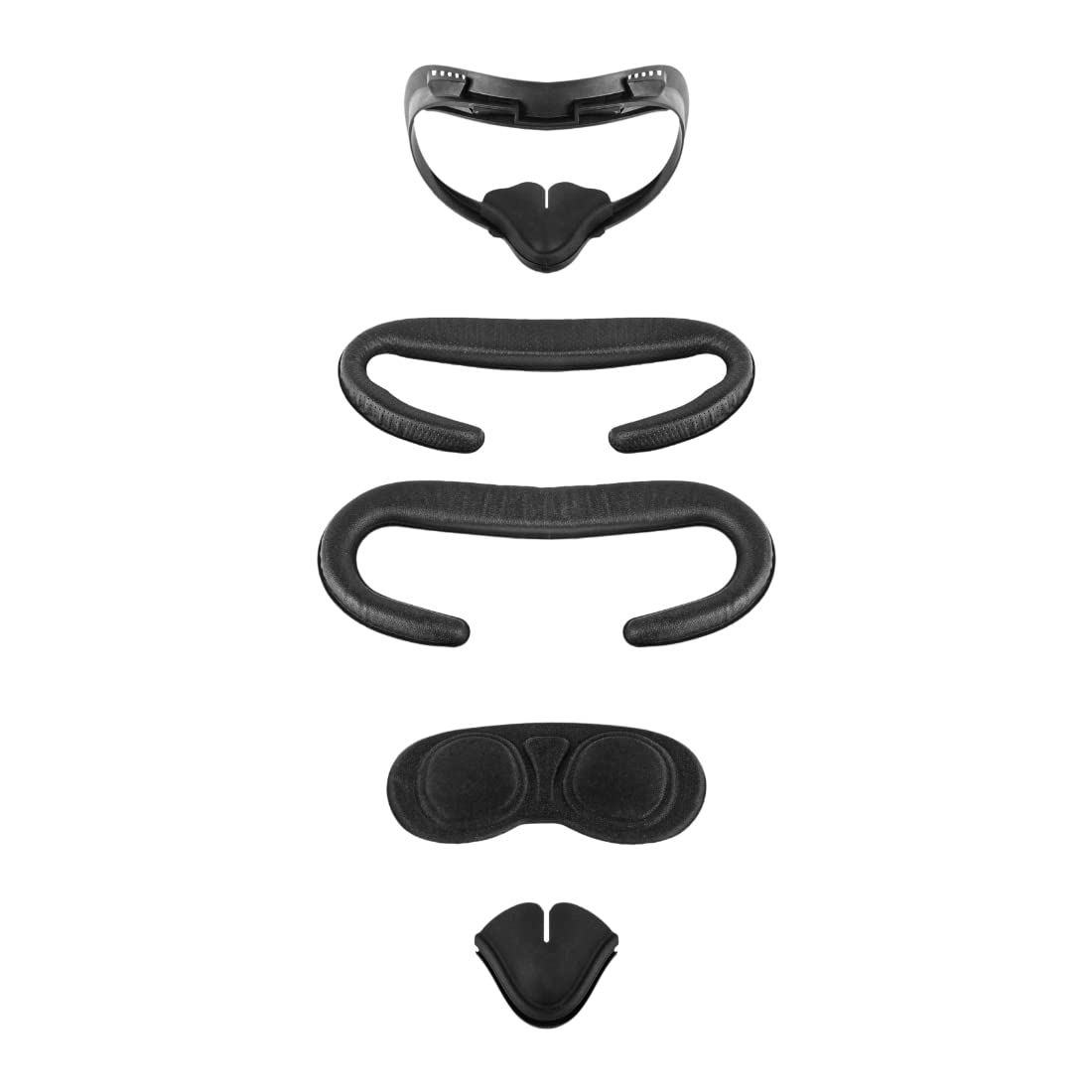 Rebuff Reality VR Facial Vent Soft Interface Bracket & Anti-Leakage Light PU Leather Foam Face Cover Replacement Pad Custom Comfort Accessories 6-Piece Set for Oculus Quest 2 (Black,6-in-1)