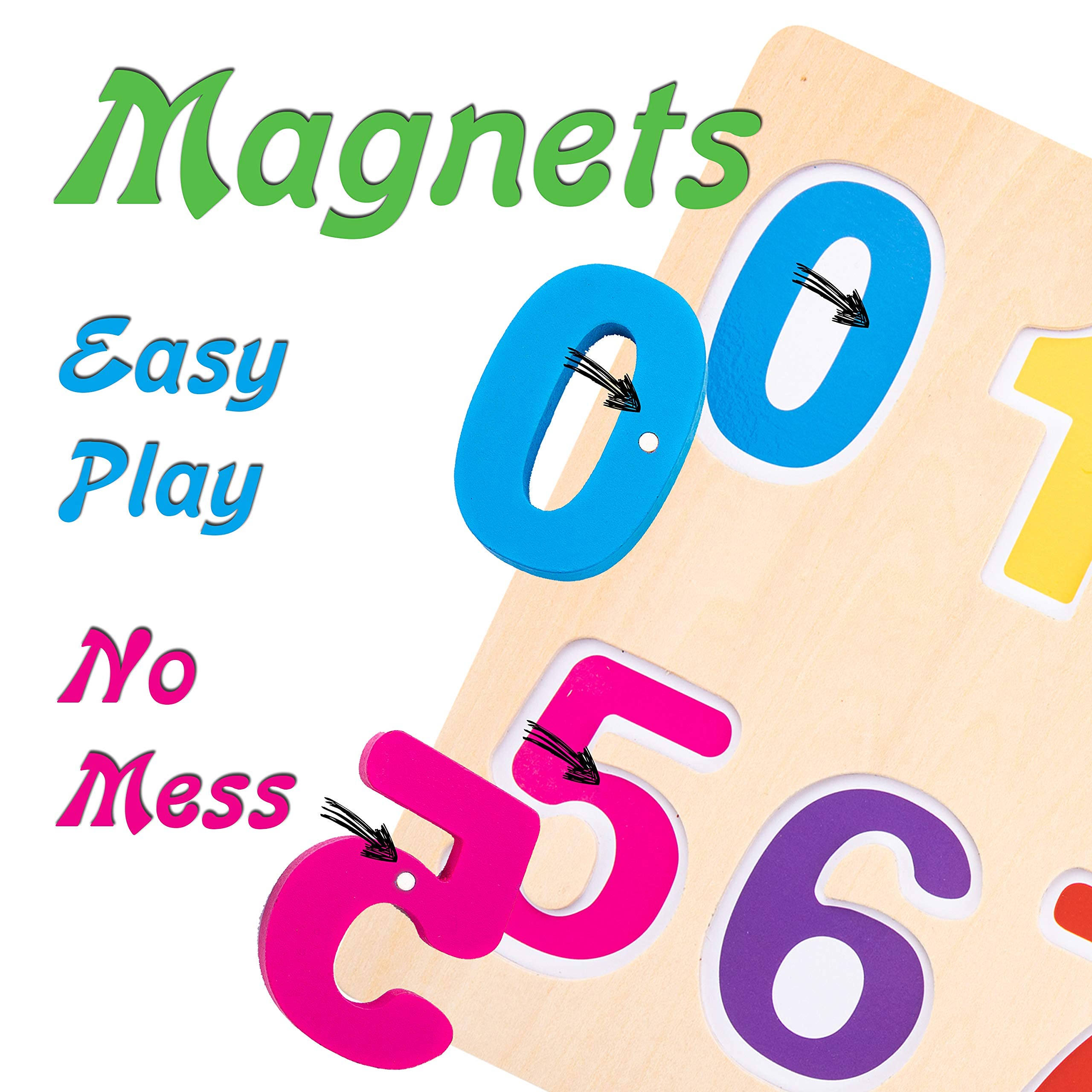 Magnetic Wooden Educational Number Puzzle - Learn Numbers & Color Recognition Toy β Toddler Preschool Game β Kids Montessori Education