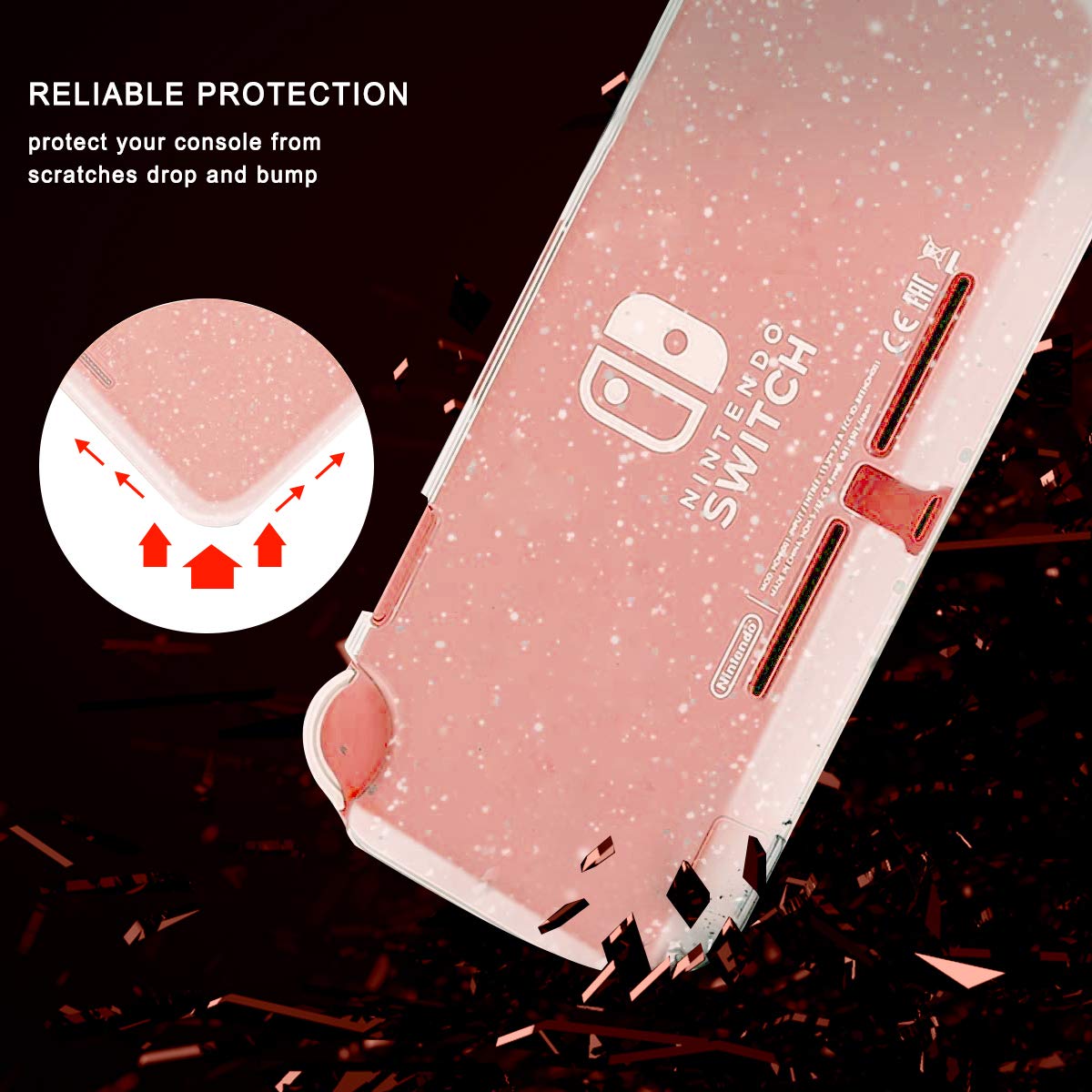 Moxiaomo Protective Case for Nintendo Switch Lite,Switch Lite Case with Screen Protector and Glitter Bling Soft TPU Cover with Shock-Absorption and Anti-Scratch Case(2Pack Screen Protector )