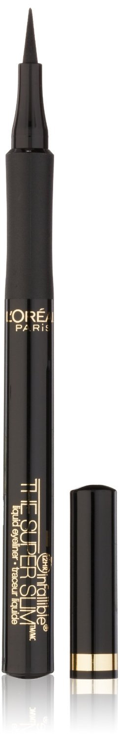 L'Oreal Paris Makeup Infallible Super Slim Long-Lasting Liquid Eyeliner, Ultra-Fine Felt Tip, Quick Drying Formula, Glides on Smoothly, Black, 0.03 fl oz., 2 Count