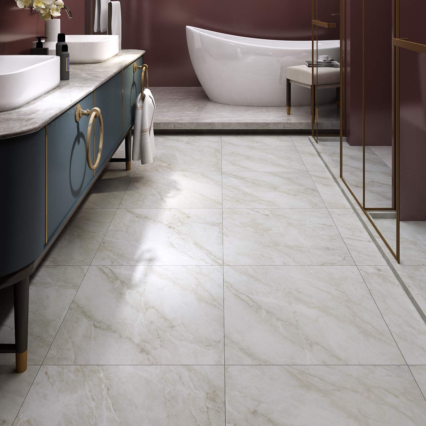 Livelynine 32 Pack Peel and Stick Floor Tile 12X12 Inch Light Grey Marble Peel and Stick Vinyl Flooring Sheet Kitchen Flooring Tiles Bathroom Stick on Floor Tile Stickers Bedroom Laminate Linoleum