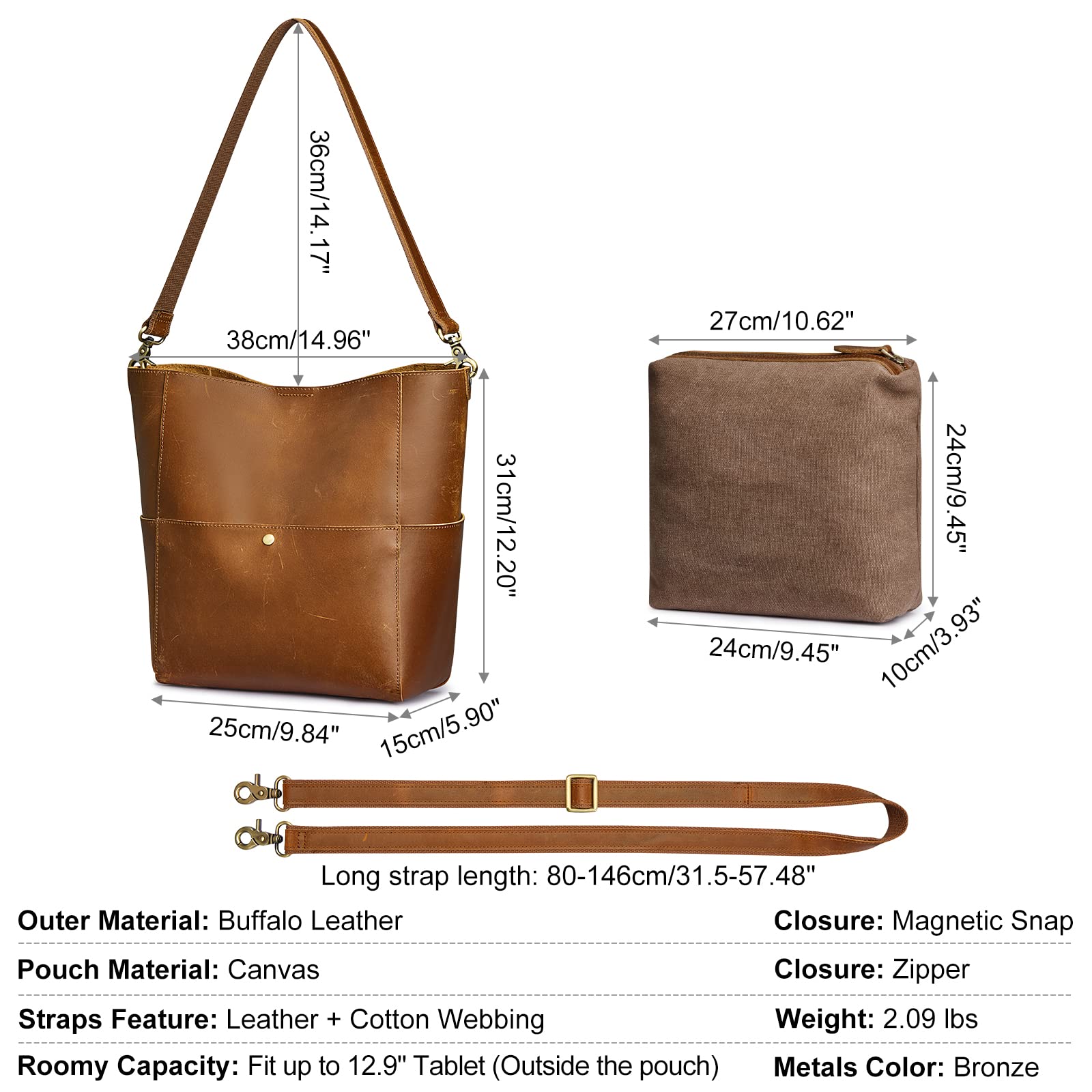 S-ZONE Women Leather Backpack Purse Bundle with Retro Bucket Tote Handbag Distressed Shoulder Bag