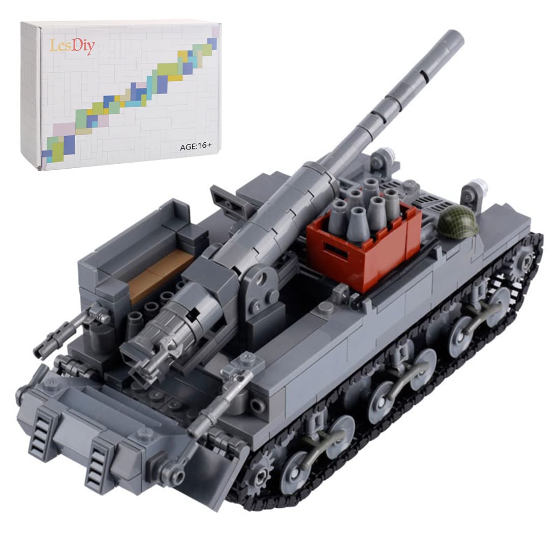 Topoo Tank Building Kit WW2 Military War Battle Tank Sets Army Vehicles Model Compatible with Lego Space Wars COBI - M12 Carriage Tank Model