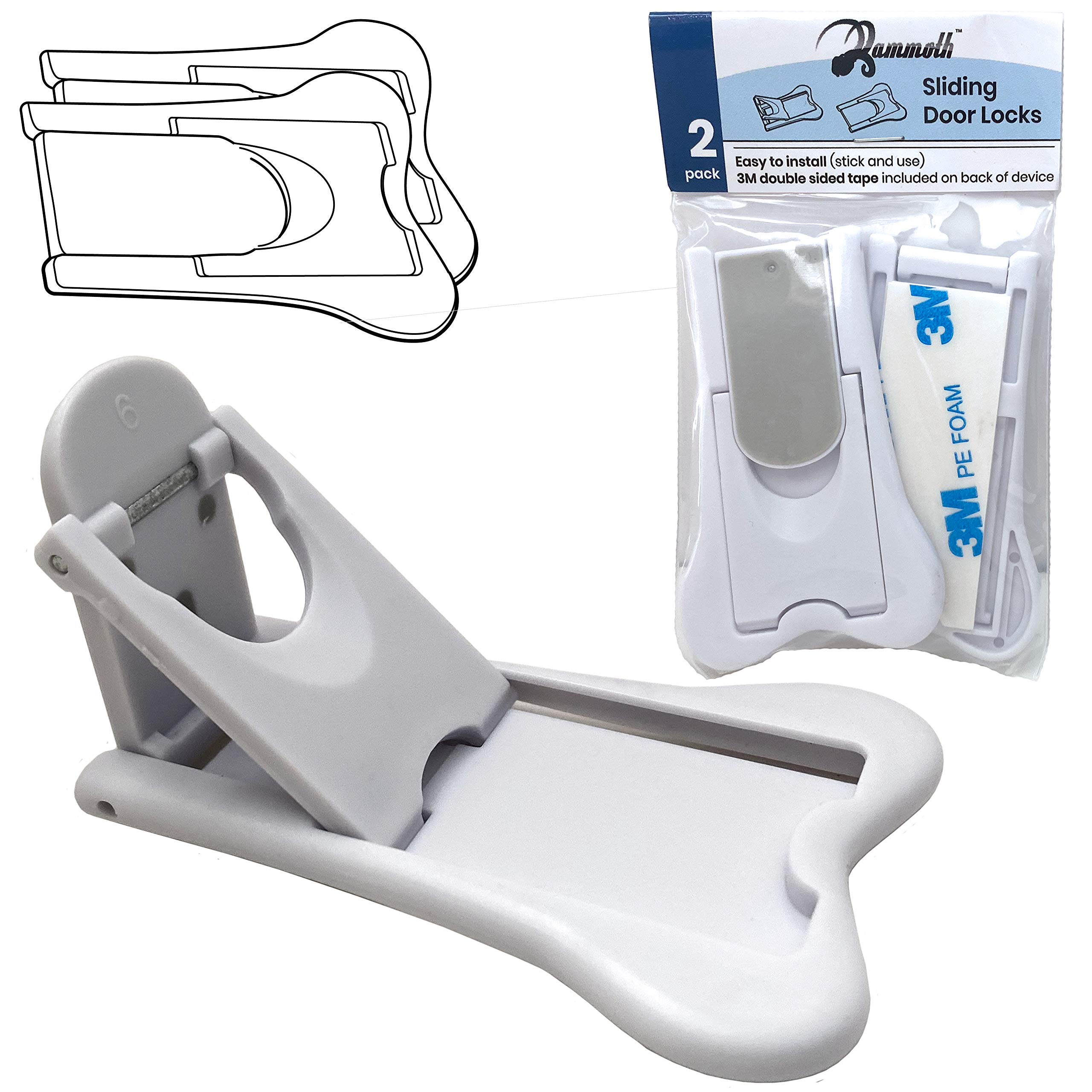 Mammoth Sliding Door/Cabinet/Window Baby Proof Child Lock Safety Latches (4 Pack)
