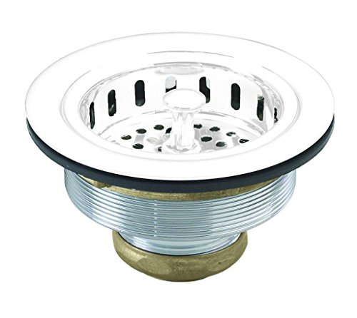 Westbrass D214-50 3-1/2" Post Style Large Kitchen Sink Basket Strainer, 1-Pack, Powder Coat White