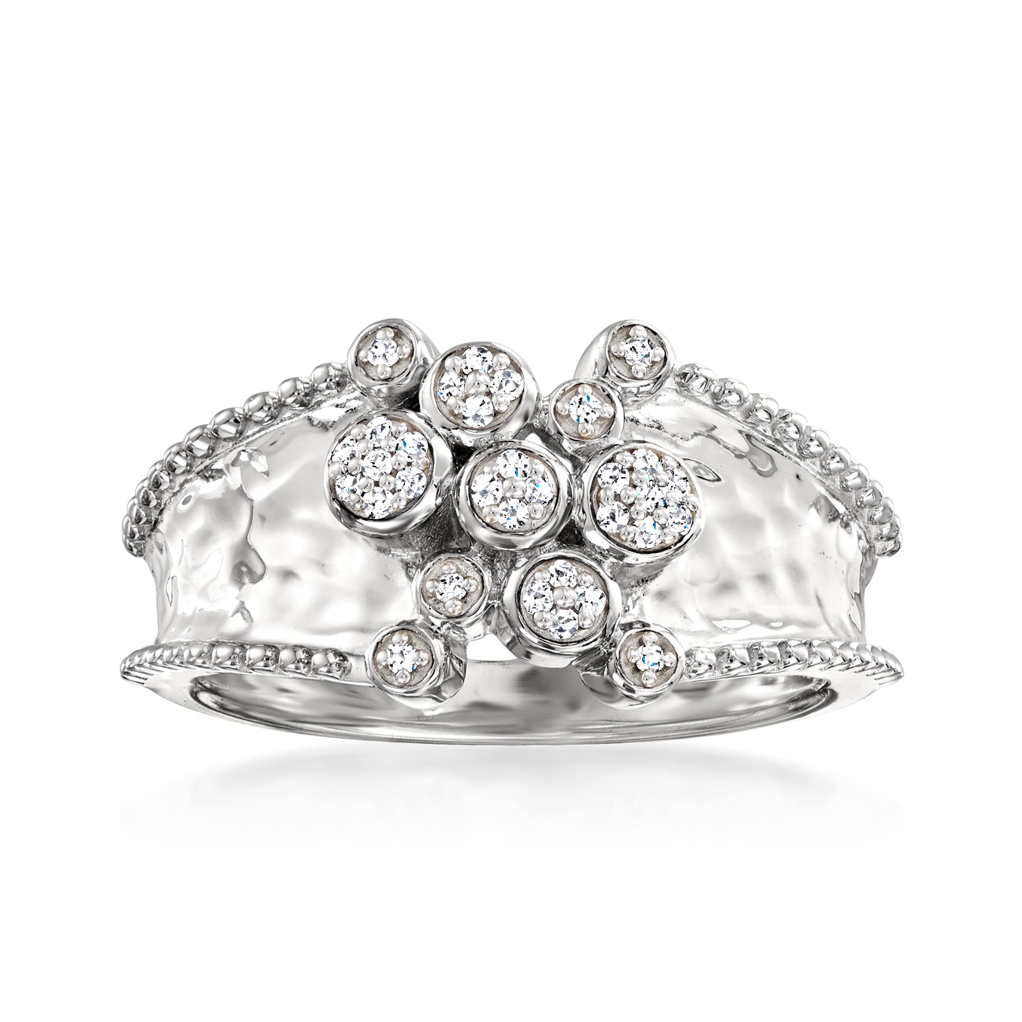 Ross-Simons 0.10 ct. t.w. Diamond Bubble Ring in Sterling Silver. Size 7