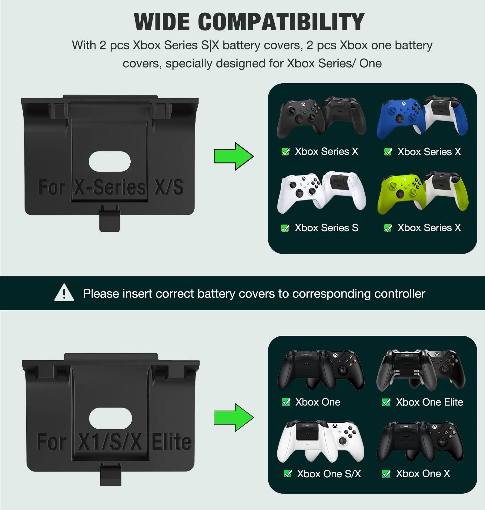 Rechargeable Battery Pack for Xbox One/Xbox Series X|S with 2x1500mAh Controller Battery Pack, Series X|S Rechargeable Battery Play&Charge Kit with 10ft Charging Cable & 4 Battery Covers